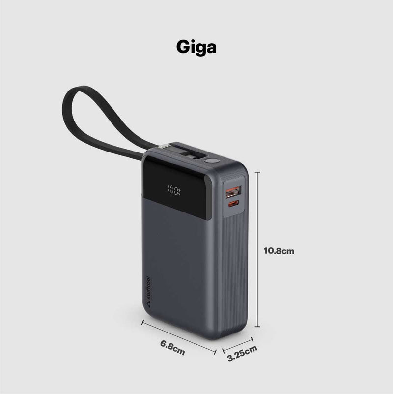 65W Power Bank 20000mAh, Built-in Type-C Cable | Stuffcool