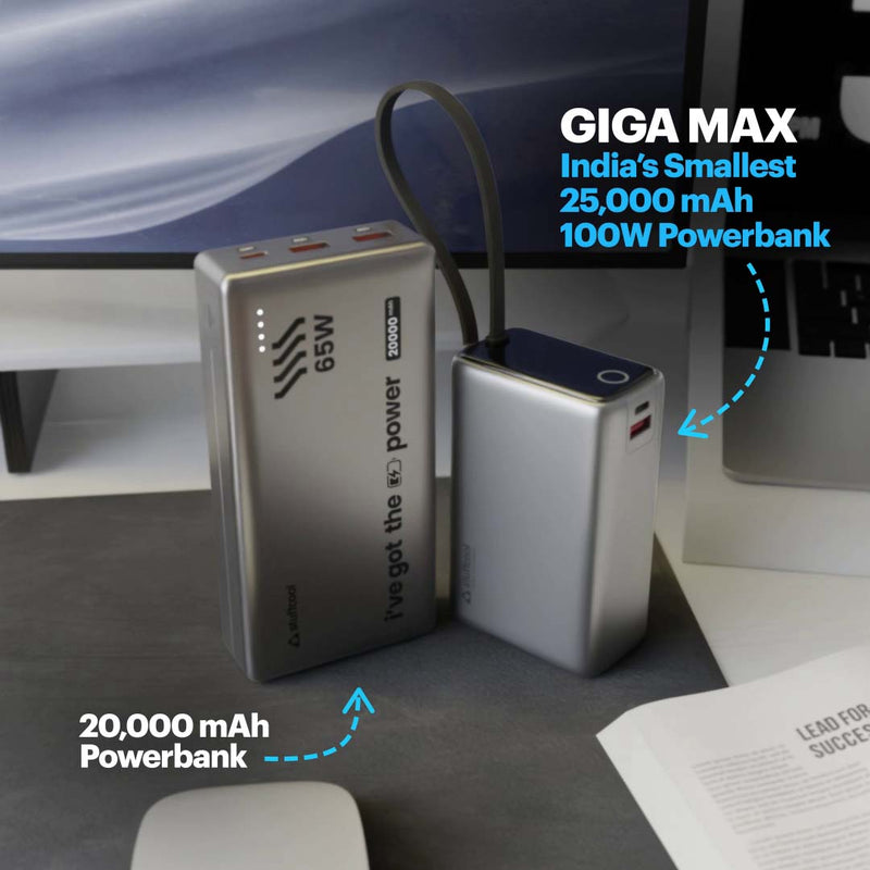 Laptop Power Bank 25000mAh, 100W PD Built-in Cable | Stuffcool